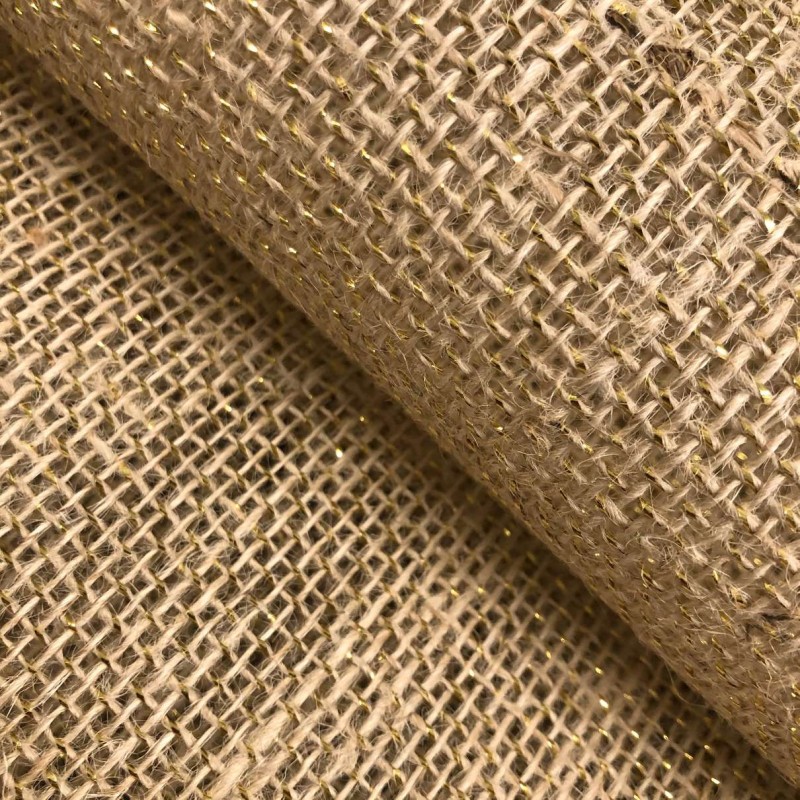 Juta Colorida - 100% Juta - 1,00m largura - Natural com ouro - JLM TECIDOS