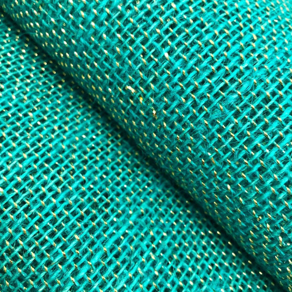 Juta Colorida - 100% Juta - 1,00m largura - Verde com ouro - JLM TECIDOS