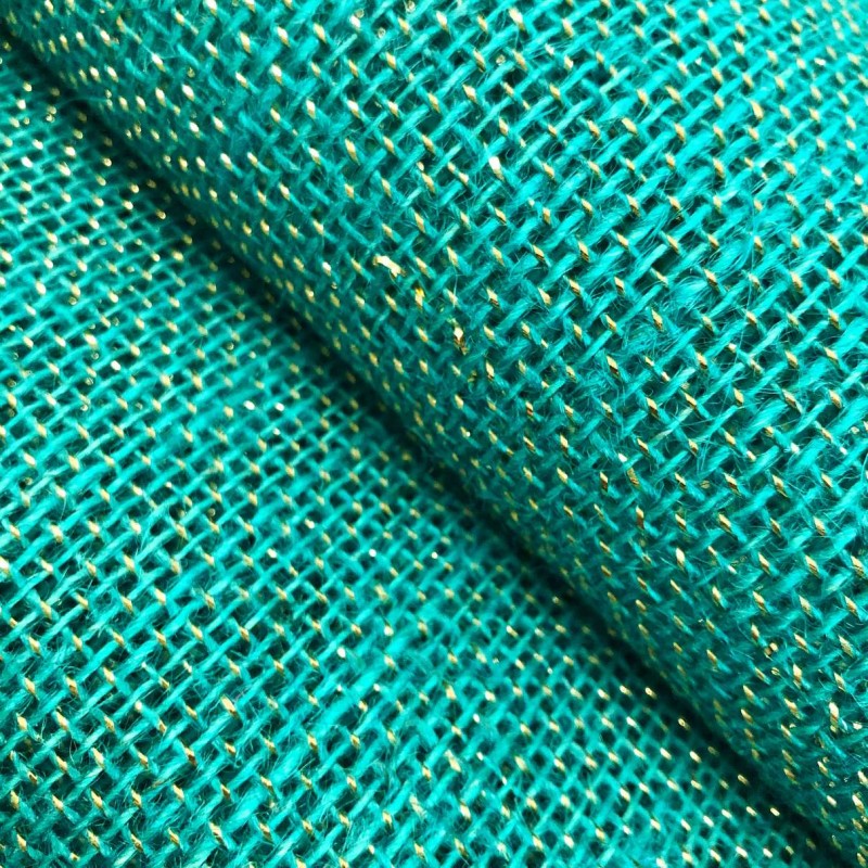 Juta Colorida - 100% Juta - 1,00m largura - Verde com ouro - JLM TECIDOS