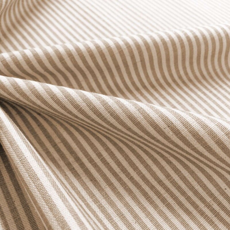 Linho Estampado Premium Listras 80% Algodão 20% Linho - Bege - JLM TECIDOS