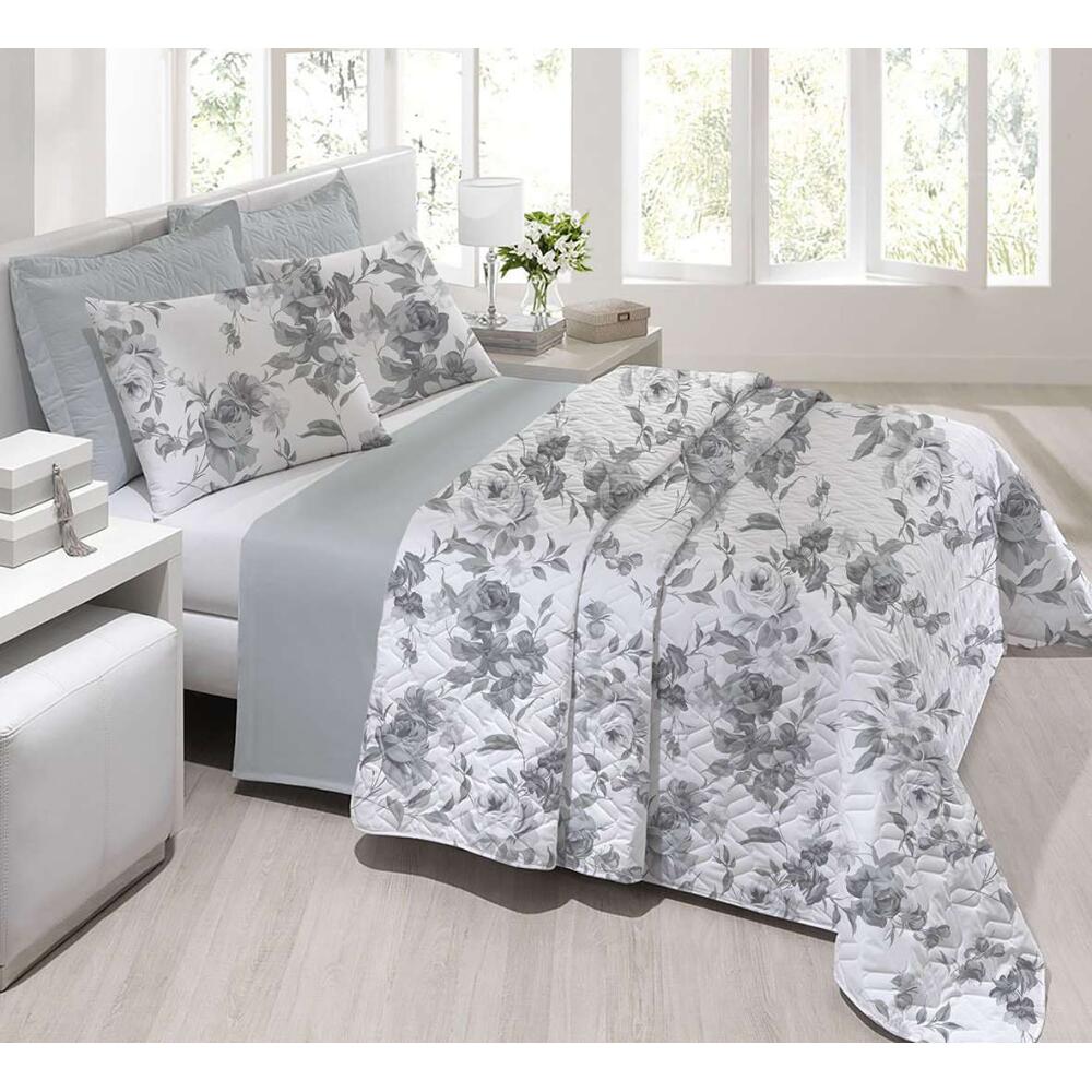 Tecido Percal 200 Fios Estampado - Rosas Cinzas - 2,50m Largura ...