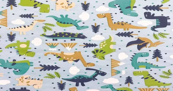 Tecido Sintético PVC Estampado Dinossauro 100% Poliéster 1,40m Largura ...